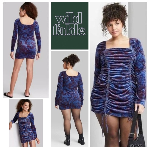 wild fable | Dresses | Wild Fable Xl Purple Marble Ruched Mini Bodycon ...